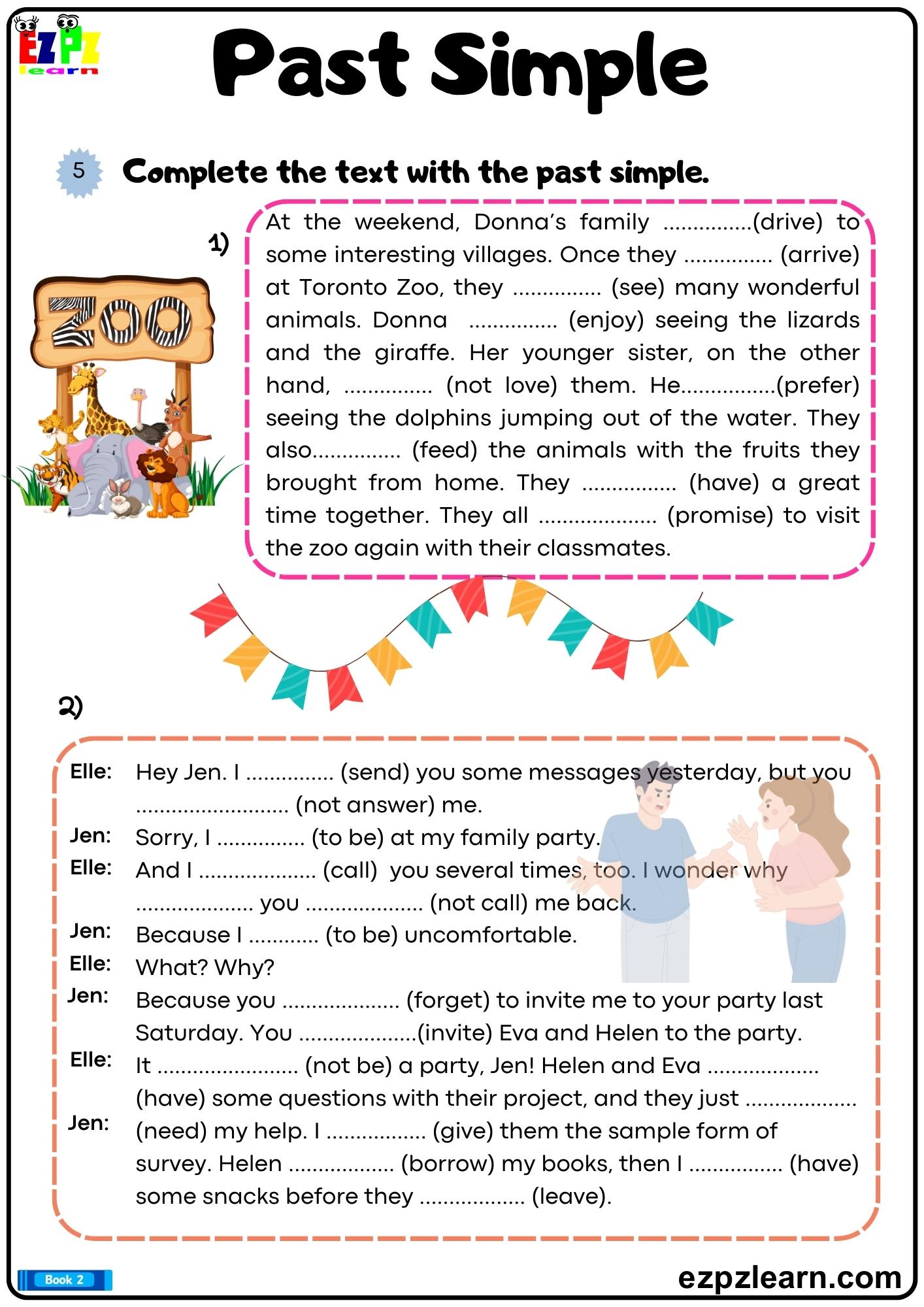 Simple Past Tense Completes The Dialogue Using Simple Past Tense